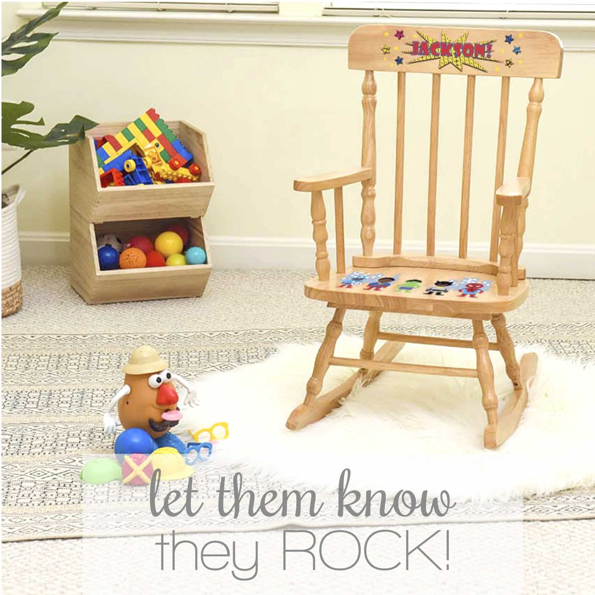 My Bambino Children's Personalized White Rocking Chair I Love You to The Moon and Back
