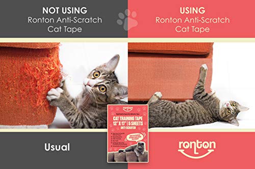 Ronton Cat Scratch Deterrent Tape - Anti Scratch Tape for Cats | 100% Transparent Clear Double Sided Training Tape | Pet & Kid Safe | Furniture, Couch, Door Protector (5 Sheet)