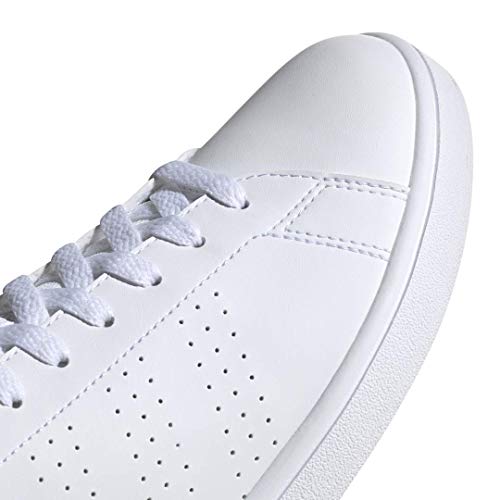 adidas Men's Advantage Base Tennis Shoe, White/White/Green, 10.5 M US