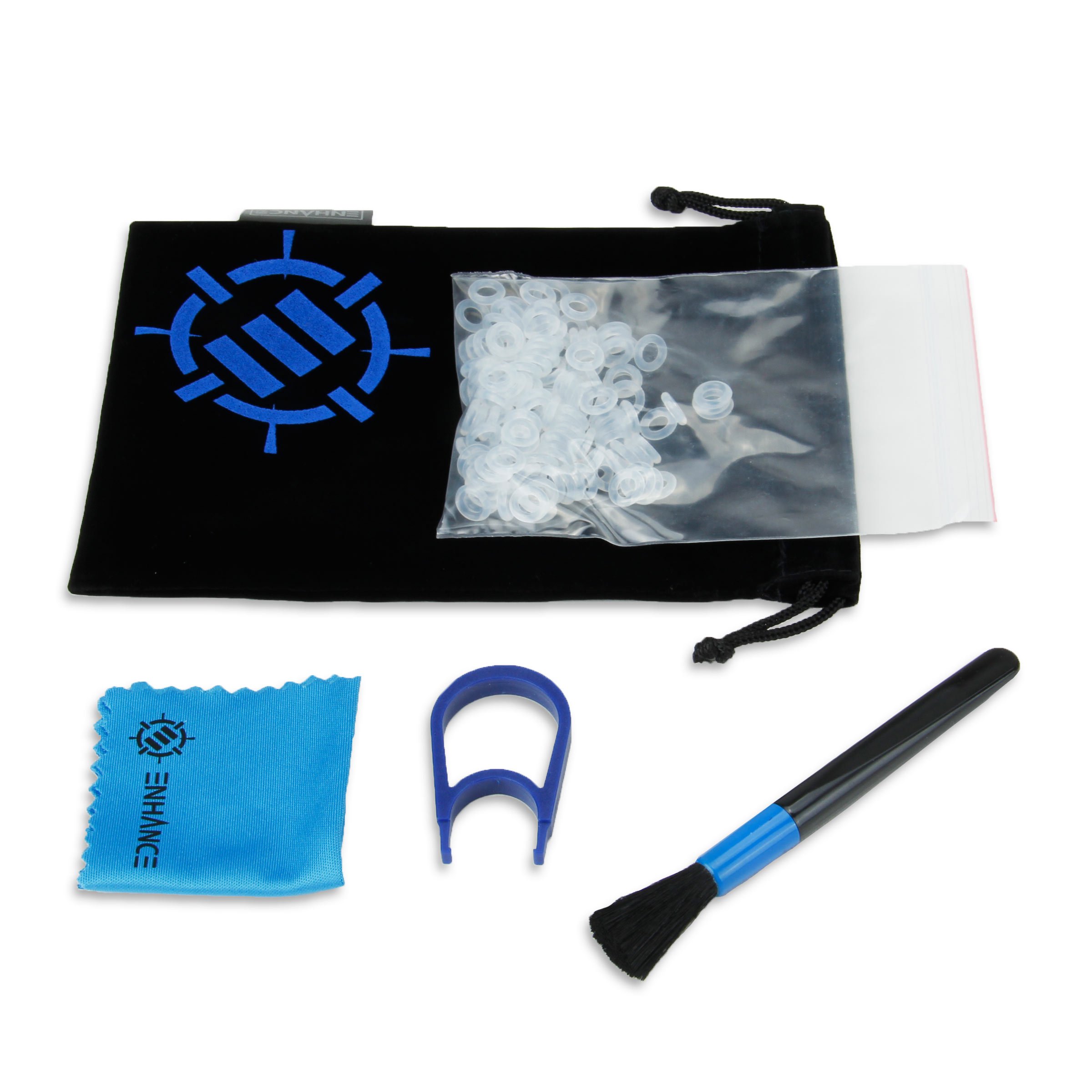 ENHANCE Mechanical Keyboard O Ring Ultra-Quiet Switch Sound Dampeners Kit Soft 40A Clear (140pcs), Key Cap Remover, Cleaning Brush, Cloth and Accessory Bag - Mod Kit for Cherry MX, TTC, Kaihua