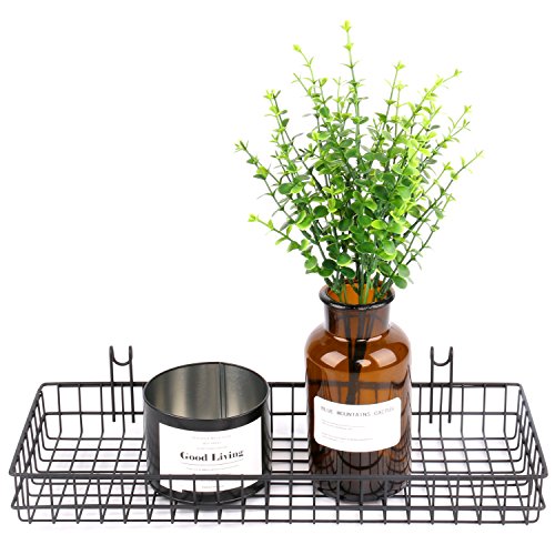 Kaforise Hanging Basket for Wire Wall Grid Panel, Multi-Function Wall Storage and Display Basket, Large Size, Black Painted