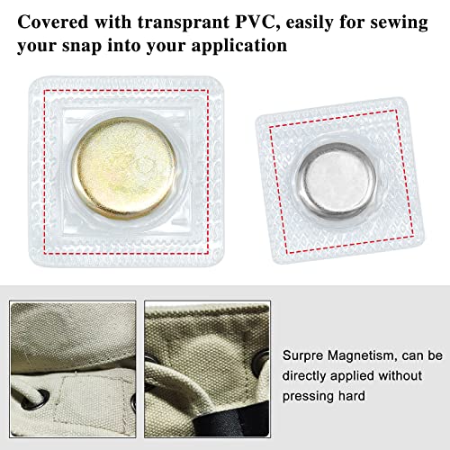 Hysagtek 20 Pairs Hidden Magnetic Snap 15mm 20mm Invisible Sew Magnetic Purse Closure Fastener Hidden Magnet Fastener for Handbag Clothing DIY Craft Sewing, 2 Sizes