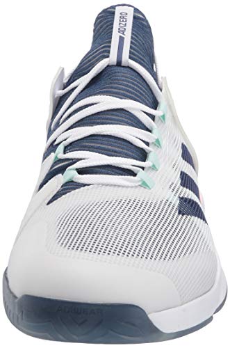 adidas Men's Adizero Ubersonic 2.0 Tennis Shoe, FTWR White/Tech Indigo/Signal Coral, 14 M US