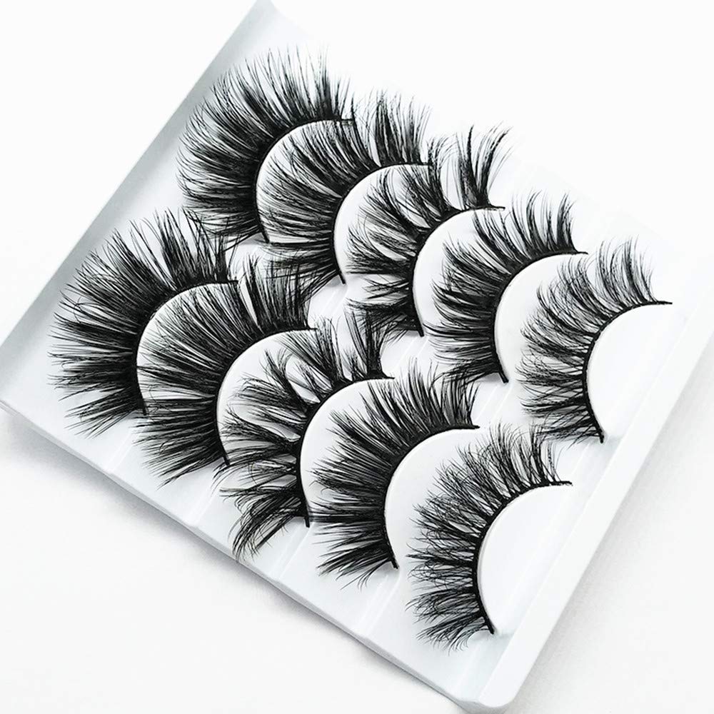 5 Pairs Faux 3D Mink Lashes Multipack,False Eyelashes Natural Soft False Eyelashes Pack for Makeup Eyelashes Extension(3D-Mix)