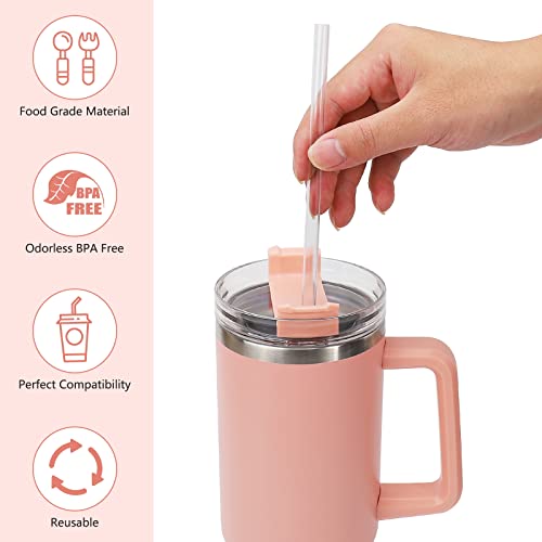 6Pcs Replacement Straws for 40oz Stanley Travel Tumbler, Long Replacement Straws with Cleaning Brush, 11.8 Inch Reusable Silicone Straws Compatible with Stanley 40oz Cup
