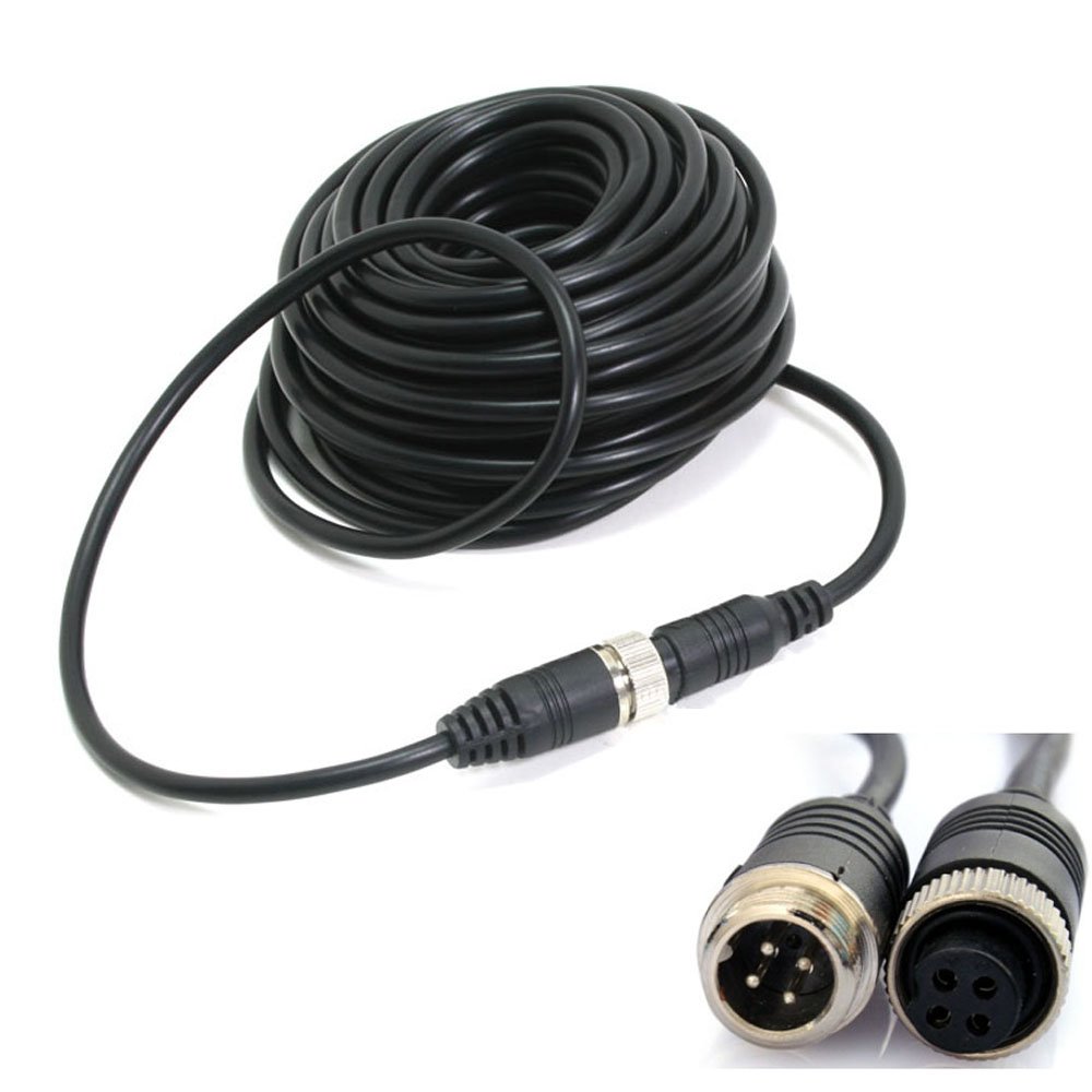 4 Pin Vehicle Backup Camera 12V-24V,18 LED IR Night Vision CCD Car Rear View Parking Reverse Camera + 4Pin Connector 15m/50ft Extension Cable for Bus Truck Camper Lorry Heavy Duty Motorhome