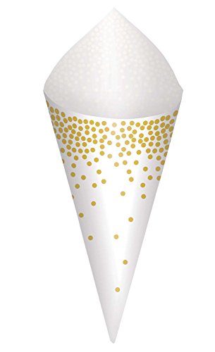 Gold Dots Wedding Snack Cones & Tray, 42 Pcs