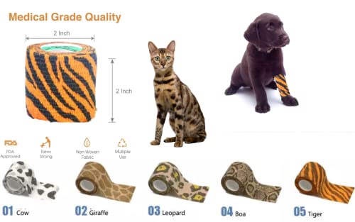 Bandage Wrap for Dogs, Cats, Horses, Pet, Farm Animals, Self Adhesive Vet Tape Gauze Breathable and Strong