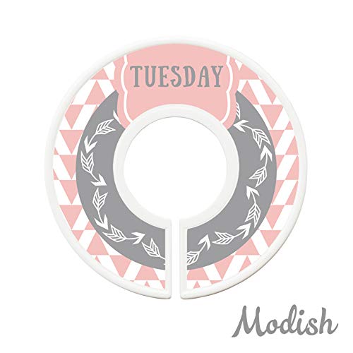 Modish Labels, Weekly Clothes Organizer, Days of the Week Closet Organizer System, Daily Closet Organizer, Closet Dividers, School Clothes Dividers (Pink Arrows)