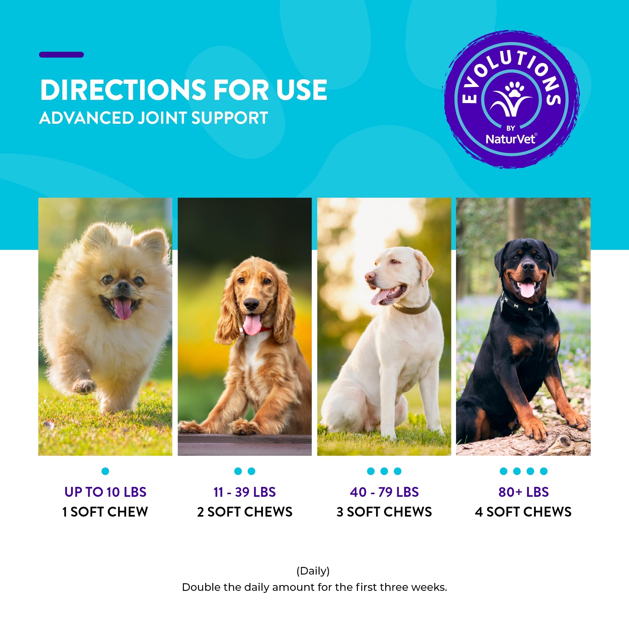 Evolutions by NaturVet Advanced Joint Support 180ct Soft Chews for Dogs - Anchovy Oil, Bone Broth, Collagen, Glucosamine, Turmeric, MSM - Helps Support Synovial Fluid, Cartilage, Connective Tissues