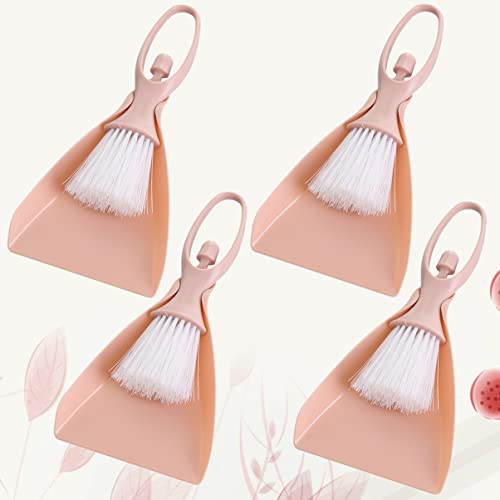 4 Sets Household Supplies Dustpan Gadget Whisk Brooms Cleaning Brushes Mini Broom Cleaning Utensils Lecrueset Pans Dust Pan and Brush Hand Broom Desktop Cleaner Cleaning Tools Pink BUTIFULSIC