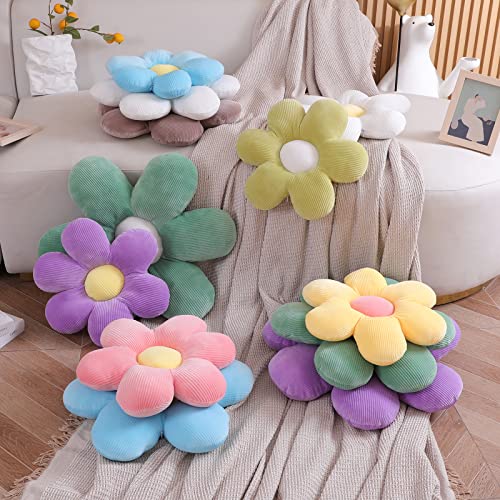 Baiyuruodie Flower Pillow Bed Pillow Round Pillow Decorative Pillow Car Pillow Standard Pillows Home Chair Pads (40cm(15.7 in), Creamy-White)
