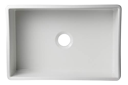 ALFI brand AB511 White 30-Inch Decorative Lip Single Bowl Fireclay Farmhouse Kitchen Sink, White