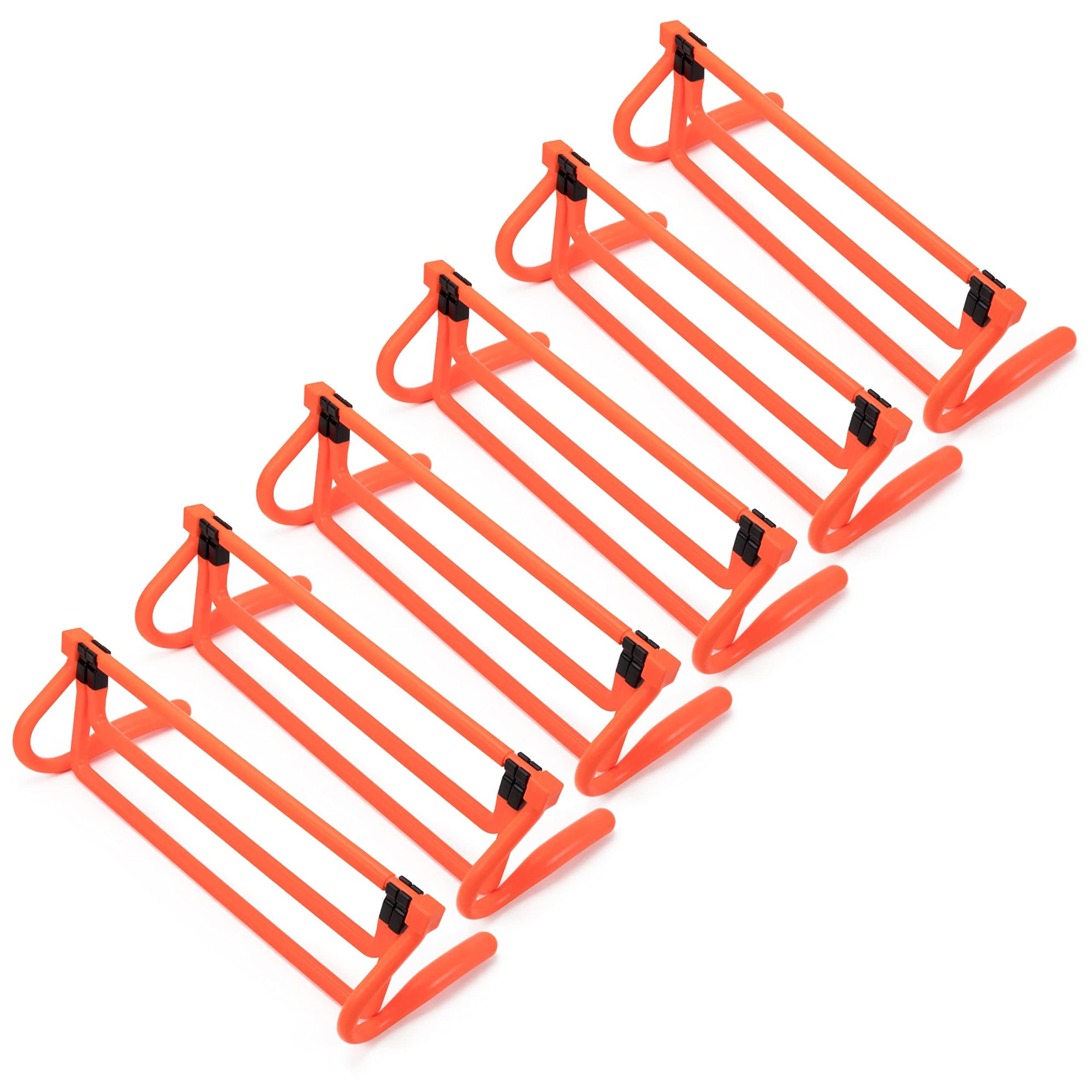 6-Pack of Agility Hurdles with Adjustable Height Extenders ā Neon Orange Set & Carry Bag ā Plyometric Fitness & Speed Training Equipment ā Hurdle/Obstacles for Soccer, Football, Track & Field & More