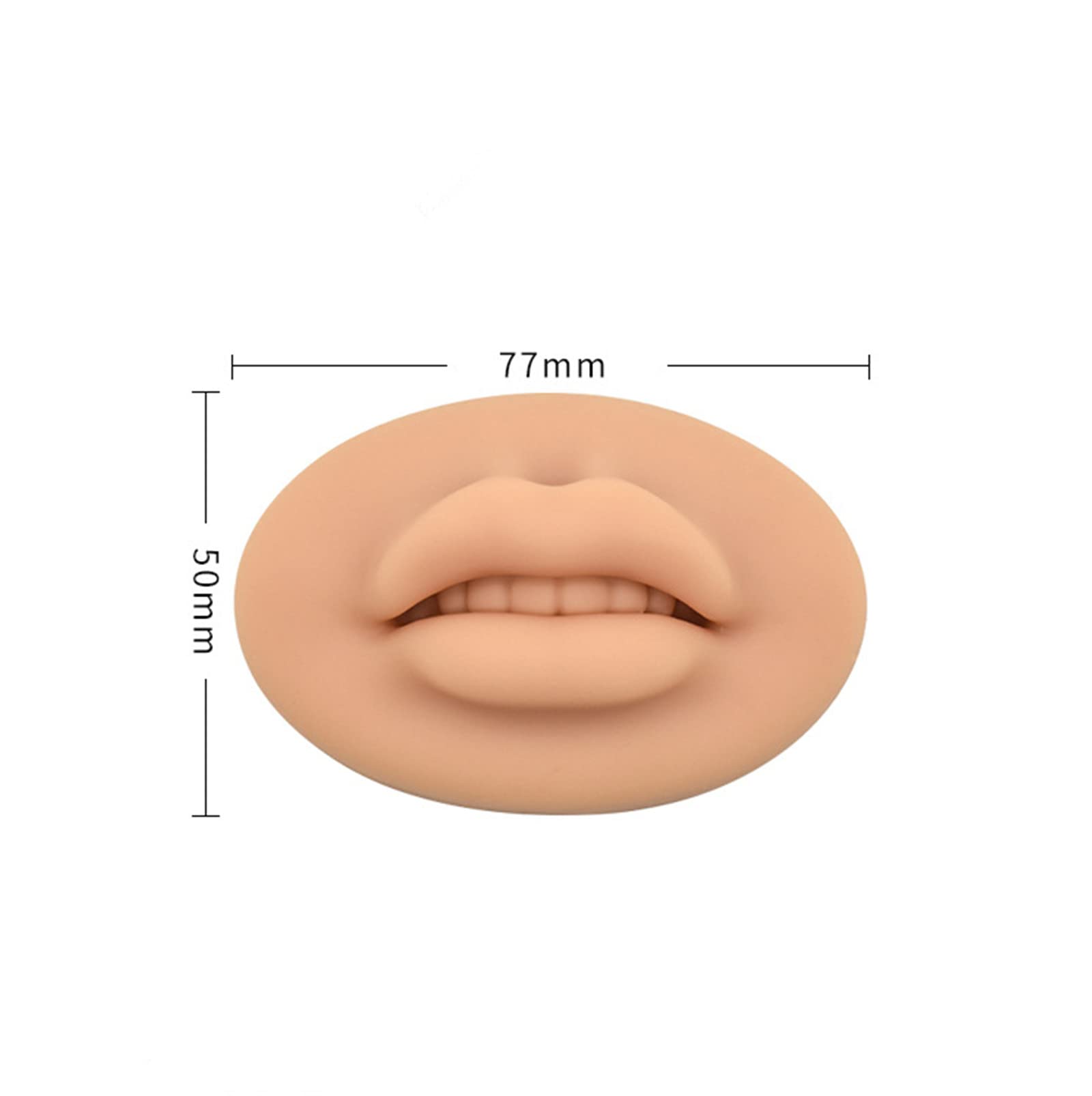 3D Practice Silicone Lips Skin Open Mouth with Teeth Soft Fake Lips Traning Skin for Permanent Makeup Tattoo Artists Microblading PMU Training Supplies (Light Coffee)