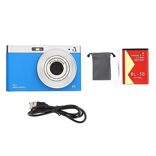 4K Digital Camera, 4K Lightweight Ultra HD Digital Camera, Portable Retro Camera Compact vlog Beauty Filter Camera, for Travel Vlogging (Blue)
