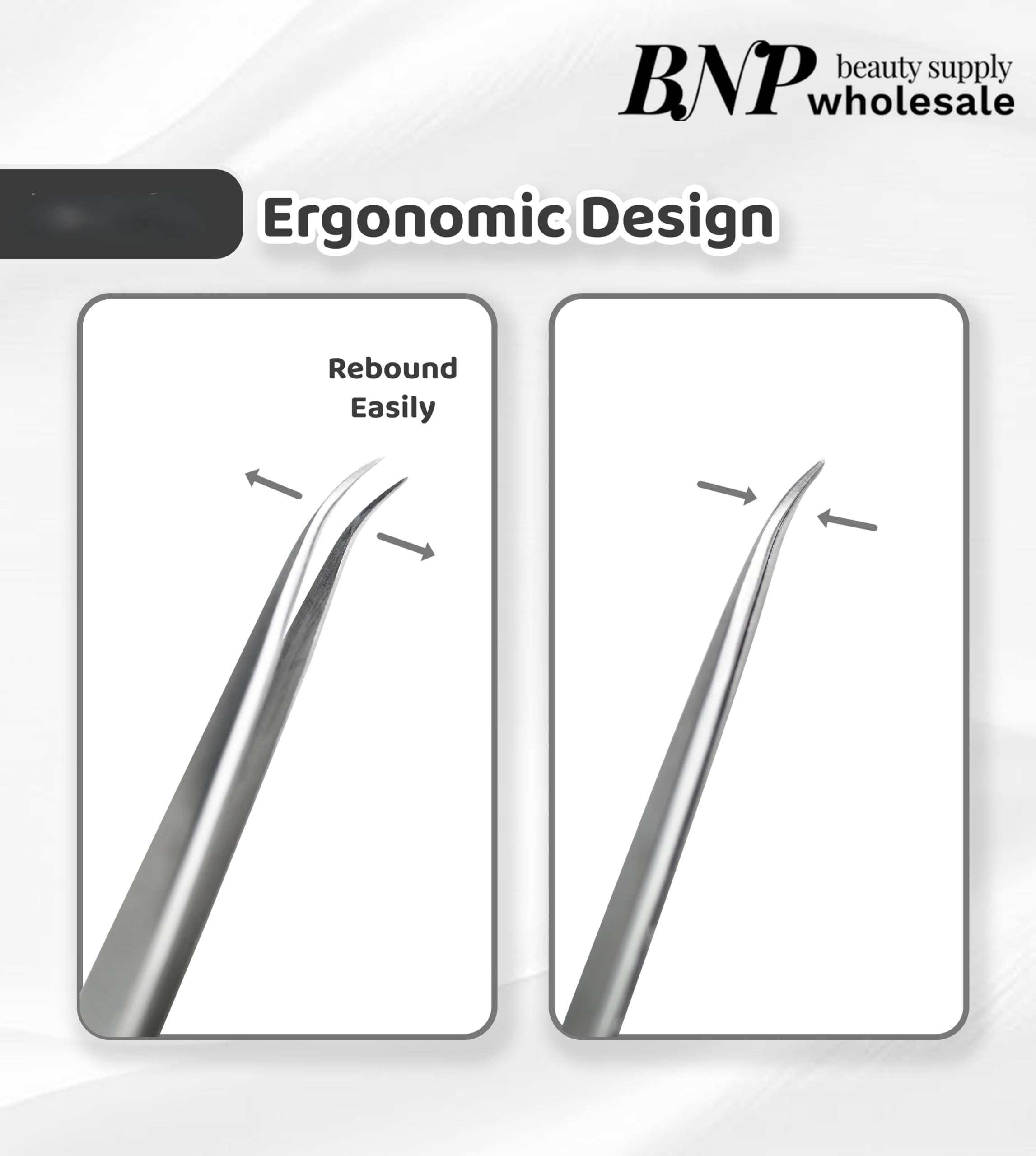 Tool Alement Canadian Stainless Steel Eyelash Extension Tweezers,14cm Semi Curve Eyelash Tweezers M-PK14-8007