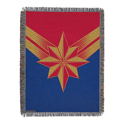 Marvel's Captain Marvel, "Protector of Skies" Woven Jacquard Throw Blanket, 46" x 60", Multi Color