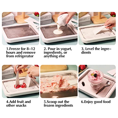 Ice Cream Maker Ice frying machine,Homemade fruit ice stir-frying machine,Unplugged stir-fried yogurt tray, Internet celebrity small household children's ice frying machine, Parent-child interaction, Freezing at breakneck speed,Summer parties,Convenient f