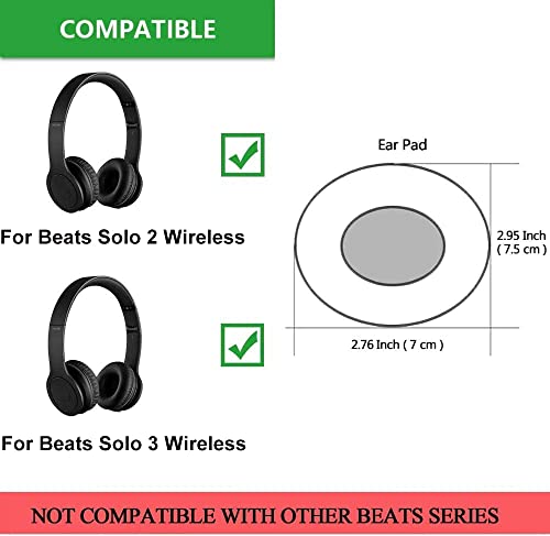 Solo2 Earpads Replacement Ear Pads Protein PU Leather Ear Cushion Compatible with Beats by Dr. Dre Solo 2.0 Solo3 Wireless On-Ear Headphones (Dark Purple)