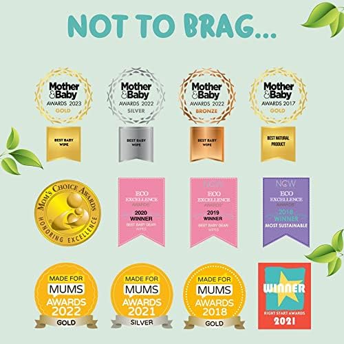 Kinder by Nature Water-Based Baby Wipes - 100% Biodegradable & Compostable, 224 Count (4 Packs of 56) - 99% Water, Plastic-Free Wipes
