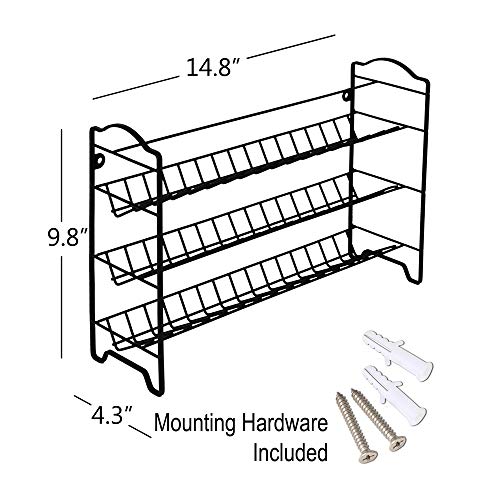 SWOMMOLY Spice Rack Organizer with 24 Empty Round Spice Jars, 396 Spice Labels with Chalk Marker and Funnel Complete Set, Spice Rack Organizer for Cabinet, Pantry, Countertop or Wall Mount, Black