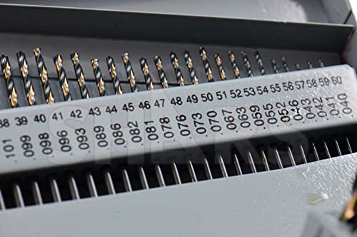 Shars 1/16-1/2", A-Z, #1-#60 HSS Heavy Duty Drill Grade Black & Gold Finish Jobber Drill 135° Point Angle 115 pcs Set 404-2929 L