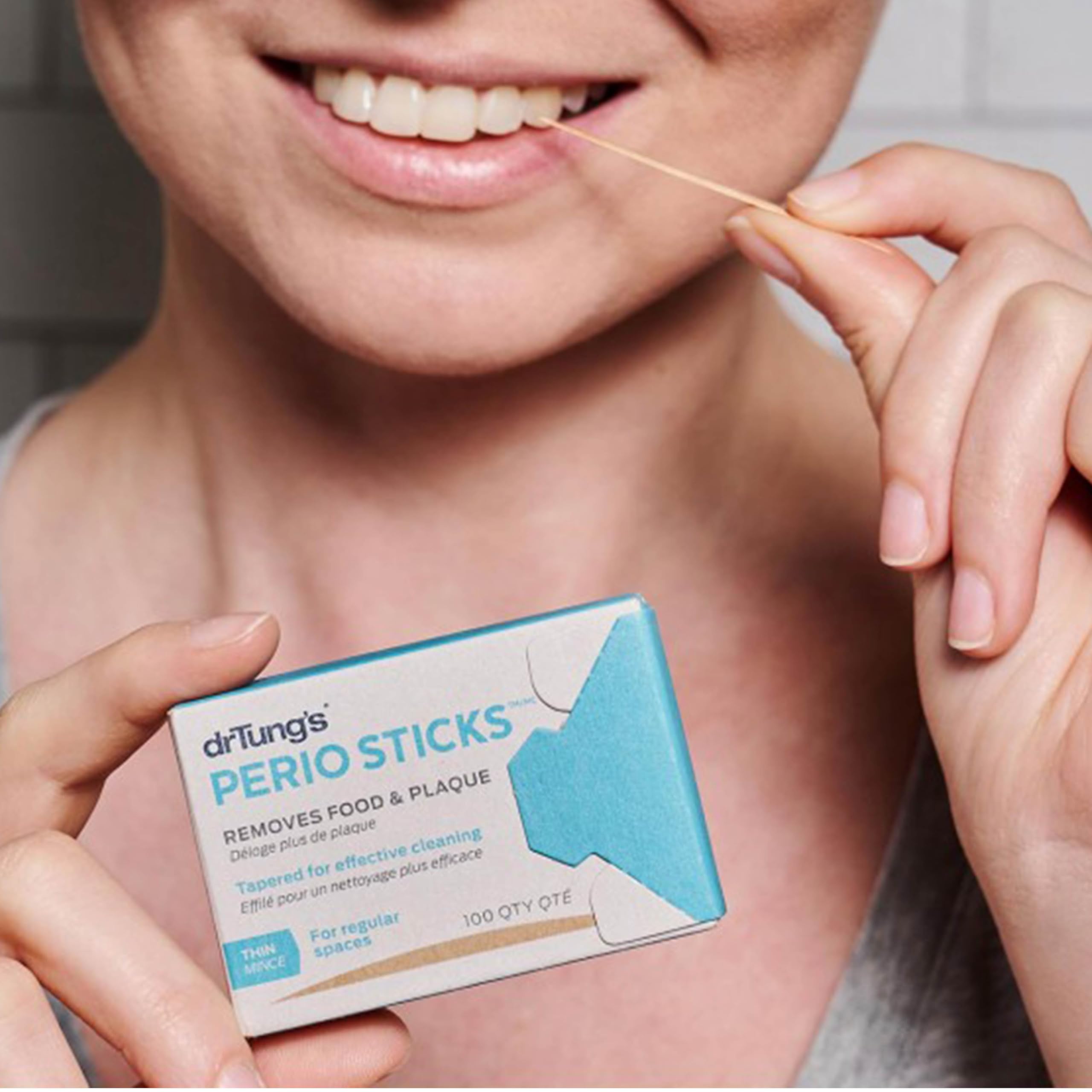 DrTung's Double-Sided Perio Sticks - Dental Sticks for Humans, Dental Floss Picks, Plaque Remover for Teeth, Dental Toothpicks, Dental Picks for Teeth Cleaning - X-Thin, 100 Count (Pack of 6)