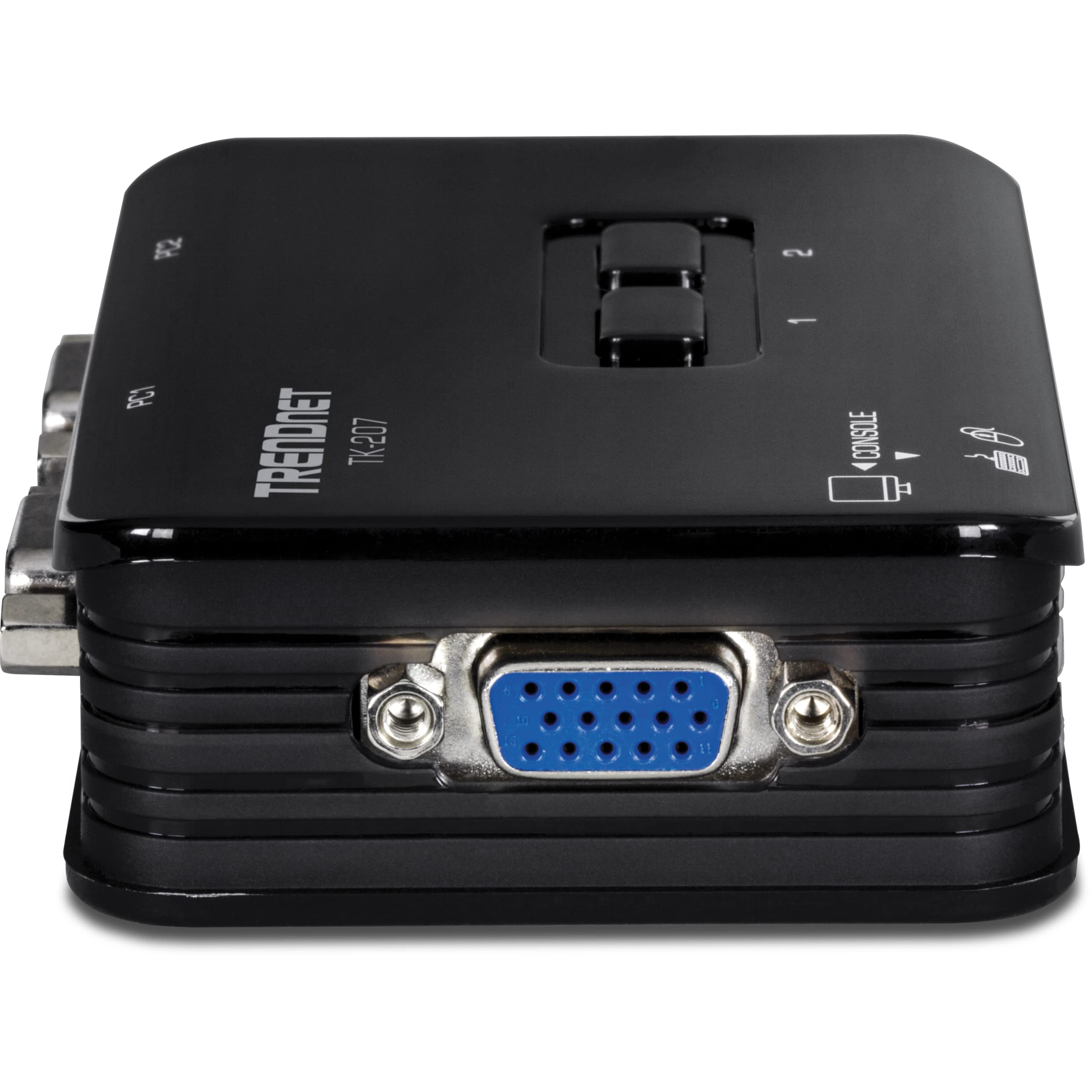 TRENDnet 2-Port USB KVM Switch and Cable Kit, 2048 x 1536 Resolution, Device Monitoring, Auto-Scan, Audible Feedback, USB 1.1, Compliant with Windows and Linux, Hot-Pluggable, White, TK-207K