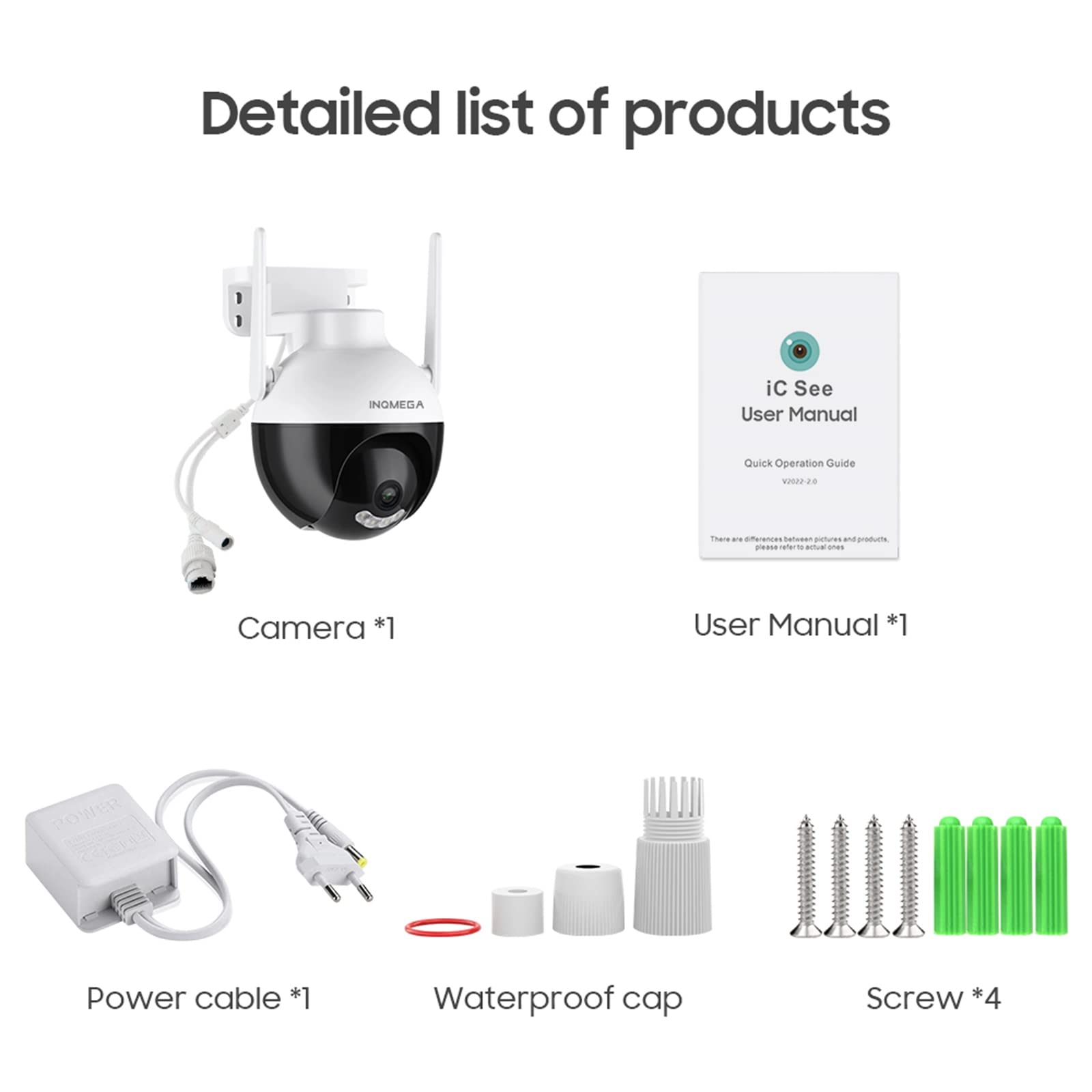 4MP Security Camera Outdoor, PTZ 355°View 1080P Security System 2.4GHZ WiFi Security Cameras Outdoor with Color Night Vision, Motion Detection and Alarm, IP66 Waterproof, 2-Way Talk, 24/7 SD Storage
