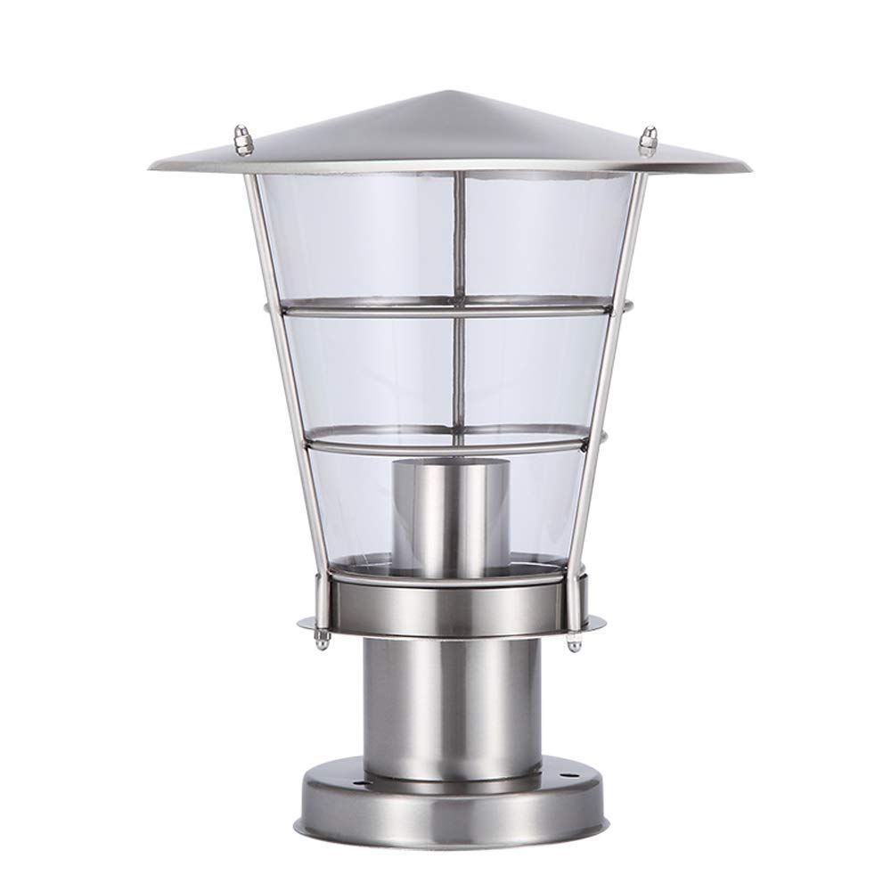 Abgail Silver Stainless Steel Column Light Outdoor Waterproof Acrylic Column Headlight E27 Cylinder Post Light Modern Simple Column Lamp Garden Path Lawn Light Community Park Home Front Door Pillar Li