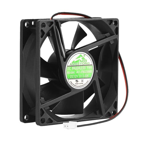 Security-01 80mm by 80mm by 25mm 8025 12V DC 0.20A Dual Ball Bearing Brushless Cooling Fan 2pin AV-F8025MB UL CE (Pack of 2)