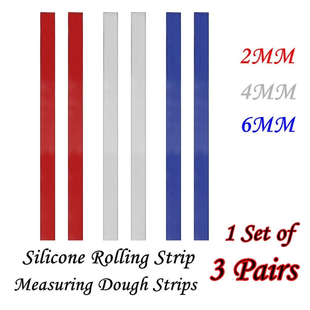 A-XINTONG Silicone Rolling Strip Silicone Measuring Dough Strips Perfection Strips, Dough Thickness Guides for Dumplings, Noodles, Pasta, Pies, Pizza, Cookies