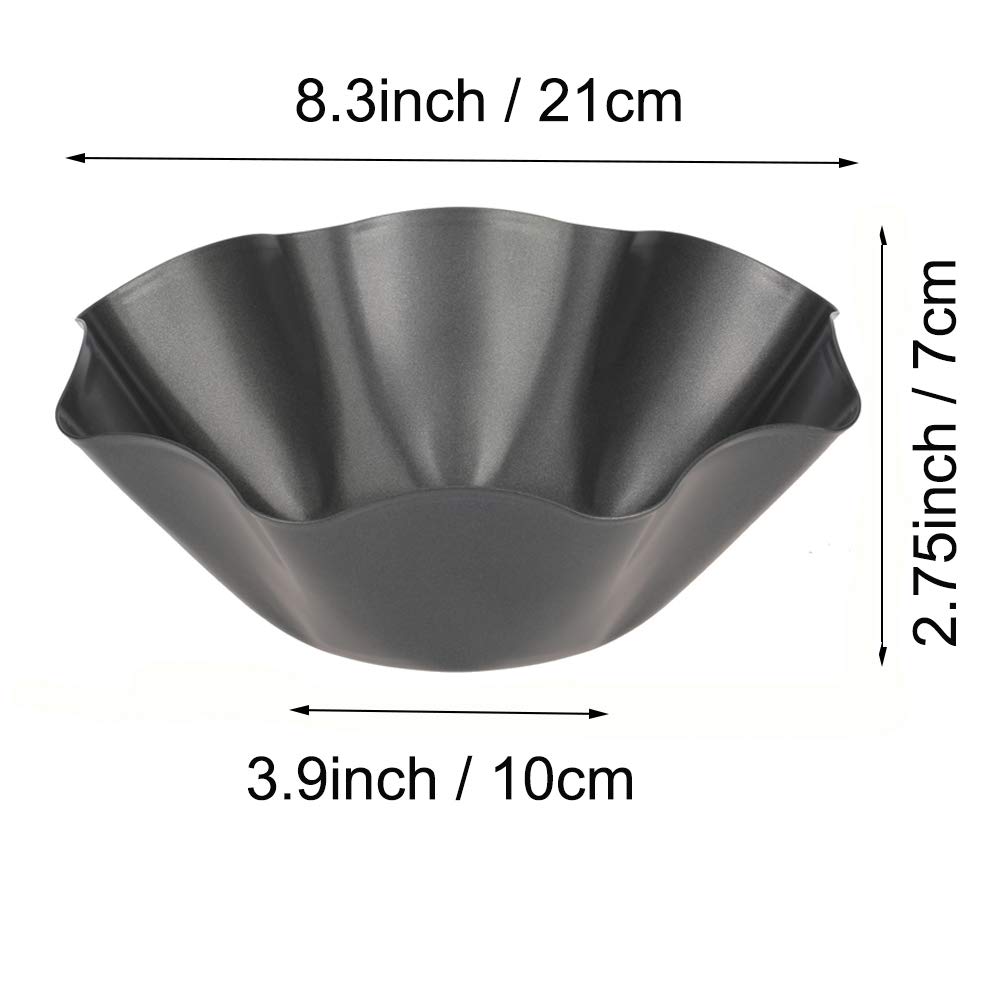 Abgream Tortilla Pan Set - 6 Pack Carbon Steel Non-Stick Taco Salad Bowl Tortilla Shell Maker Black Baking Pans with a Silicone Potholder and a Basting Brush (Large)