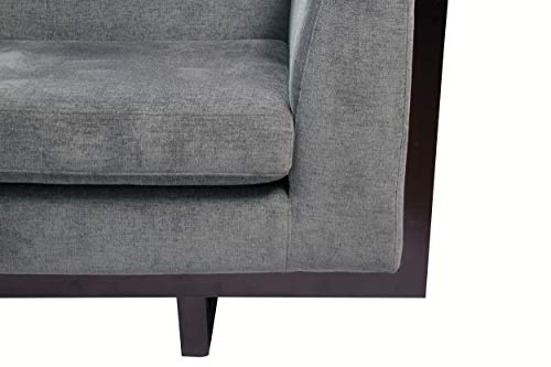 Iconic Home Arianna Sofa Linen-Textured Upholstery Espresso Finished Lattice Wood Frame, Modern Transitional, Grey