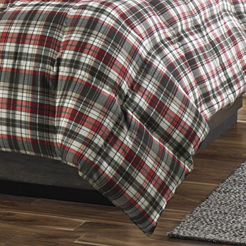 Eddie Bauer - King Comforter Set, Reversible Plaid Alt Down Bedding with Matching Shams, Home Decor for Colder Months (Astoria Red, King)