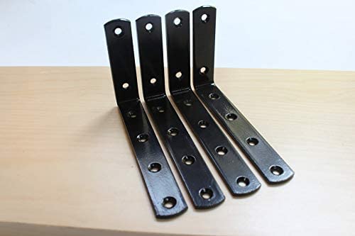 MHMYDZ 4 Pcs Black Steel Heavy Duty"L" Corner Brace Joint Angle Bracket Shelf Bracket Wall Hanging with Screws 125mmX75mm/5 InchX3 Inch Decorative Corner Brackets Joint Angle Bracket