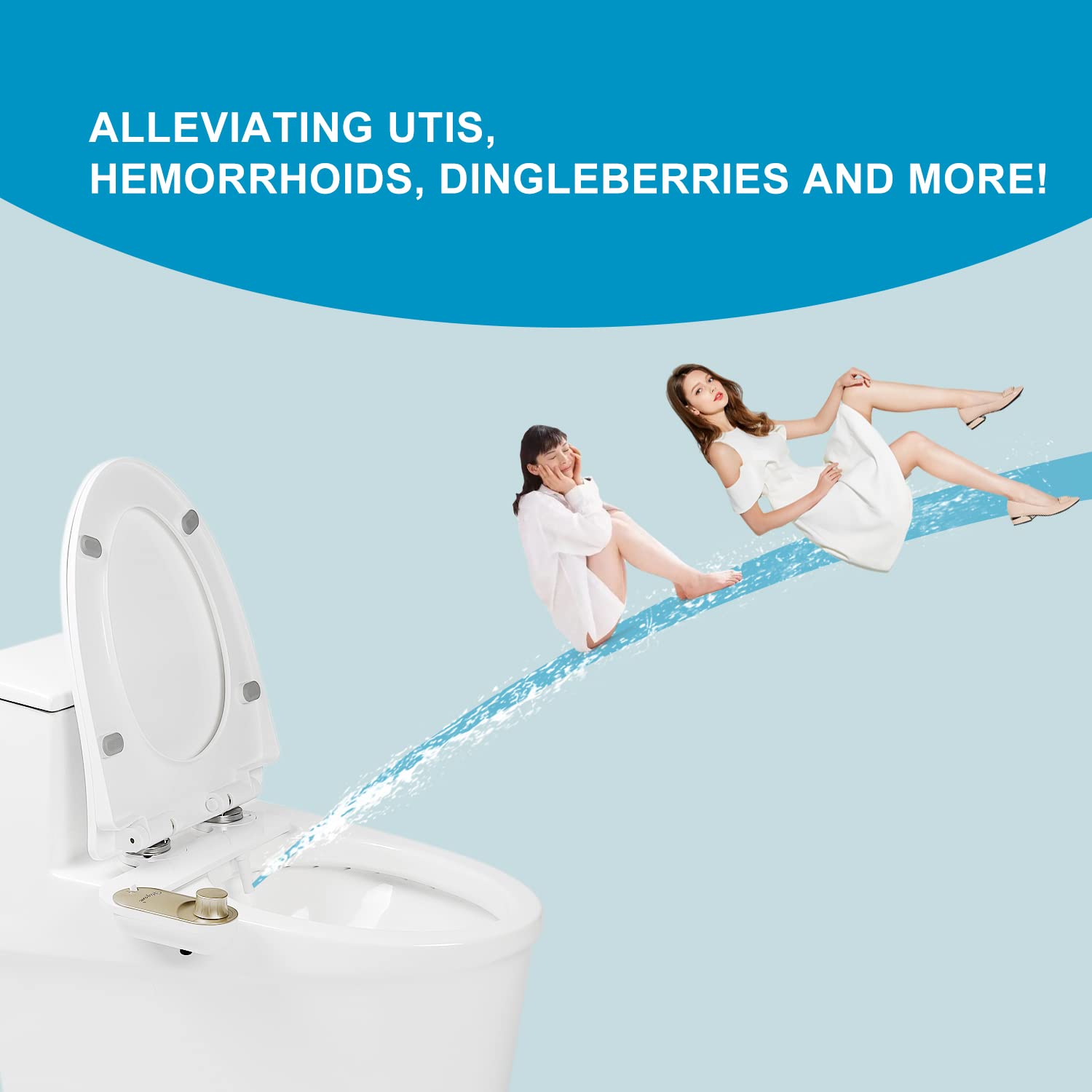 Bidet, Bidet Attachment for Toilet,GLIGAM Non-Electric Fresh Water Bidet Sprayer with Self-Cleaning Nozzle, Adjustable Pressure Control & Angle Controls (Champagne/White)