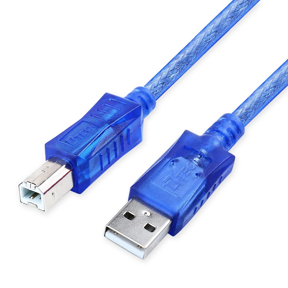 DTech 6ft Shielded USB Printer Cable 2.0 A Male to B Male Port Data Transfer Square End Wire (6 Feet, Dark Blue)