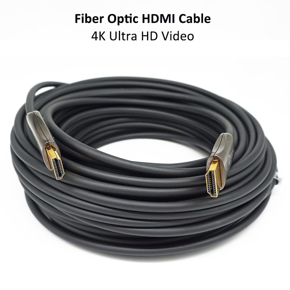 DTech Ultra Slim 150 Feet Fiber Optic HDMI 2.0 Cable 4K 60Hz 18Gbps for in-Wall Installation 150ft Projector Laptop Computer Monitor TV Camera (46 Meters)
