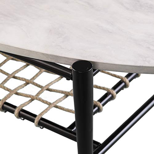 SEI Furniture Holly & Martin Relckin Faux Marble Coffee Table, White/Black/Natrural (CK1430)