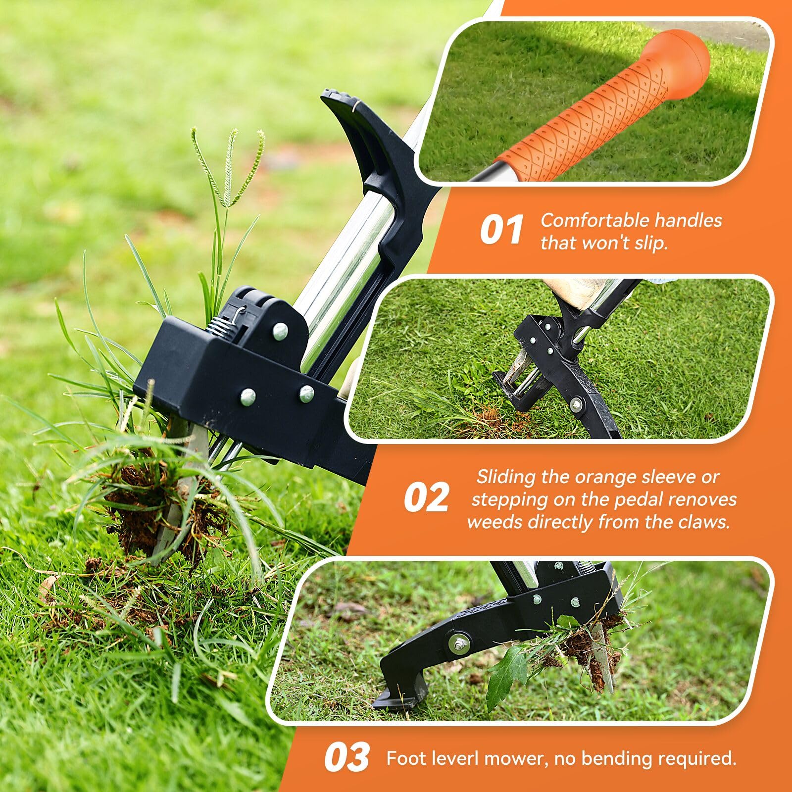 4-Claw Weed Puller,Stand Up Weed Puller Tool, Weeding Tools Gardening with 39.3" Long Handle/Stainless Steel Claws,Detachable Gardening Hand Tools for Lawn and Yard Without Bending or Kneeling