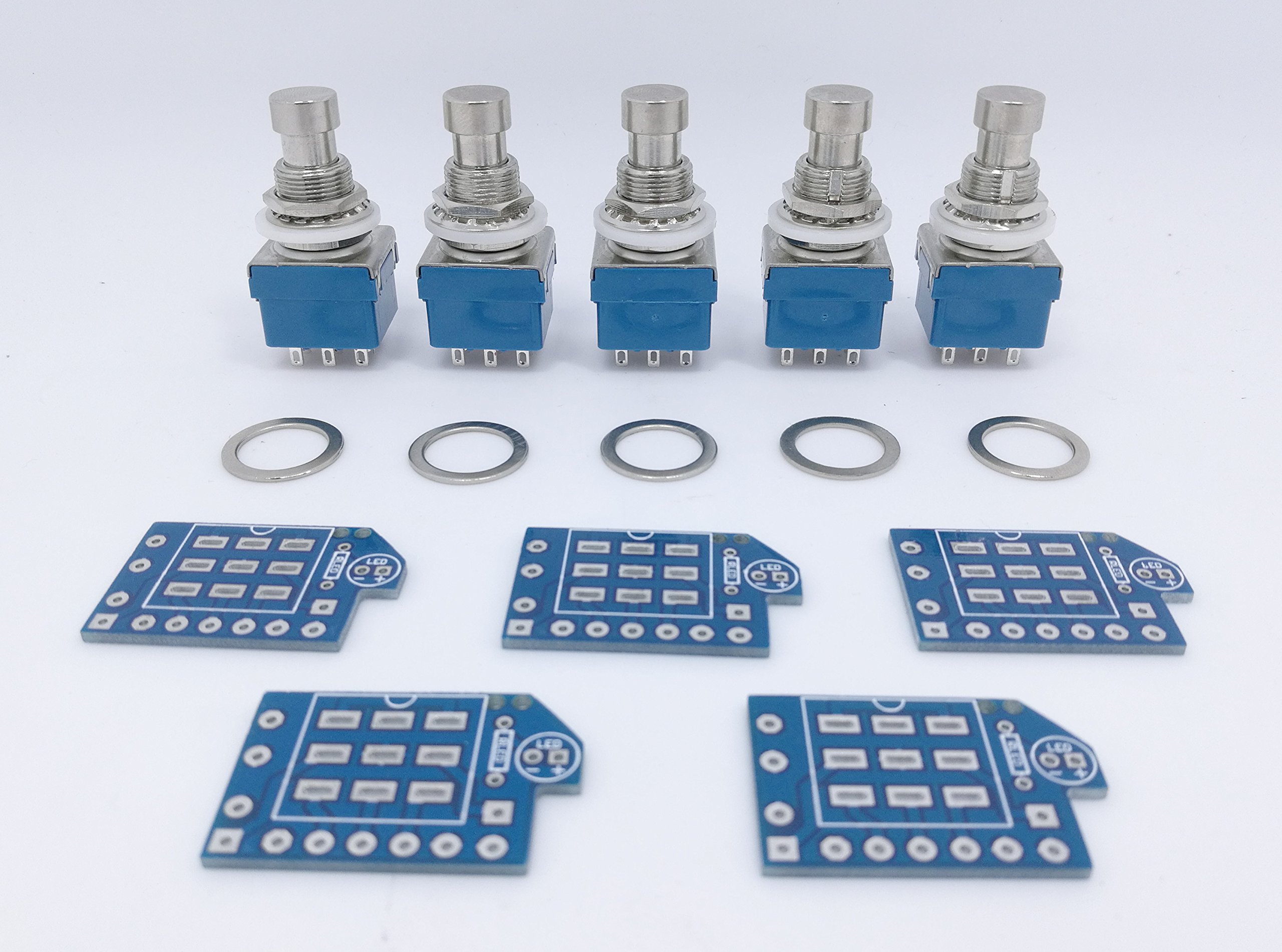 5 pcs 3pdt Stomp Footswitch incl. PCB, metal washer, for Guitar Pedal True Bypass foot switch