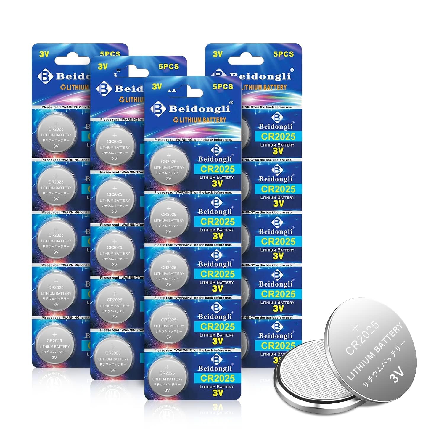 Beidongli CR2025 Battery 3V Lithium Battery Coin Button Cell 20 Pack ă5-Year Warrantyă