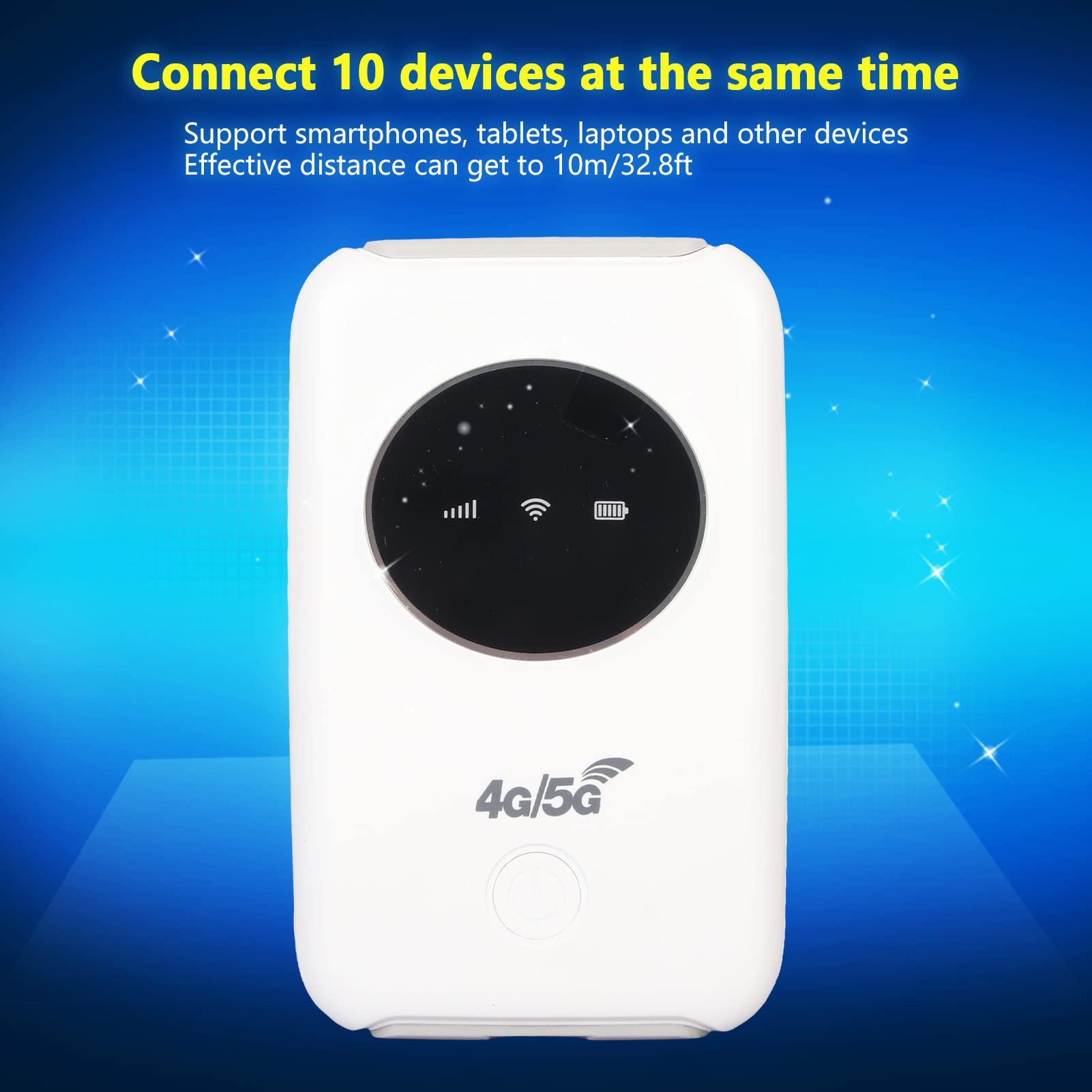 4G LTE Hotspot Router, 300Mbps Unlocked Mobile 5G Hotspot Device with SIM Card Slot, Portable 4G LTE USB Modem Router for Travel Up to 10 Users