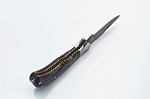 6.75'' Custom Hand Made Forged Knife Hunter Knife Damascus Steel Bowie Knife Handle Ironwood Folding with Leather Sheath