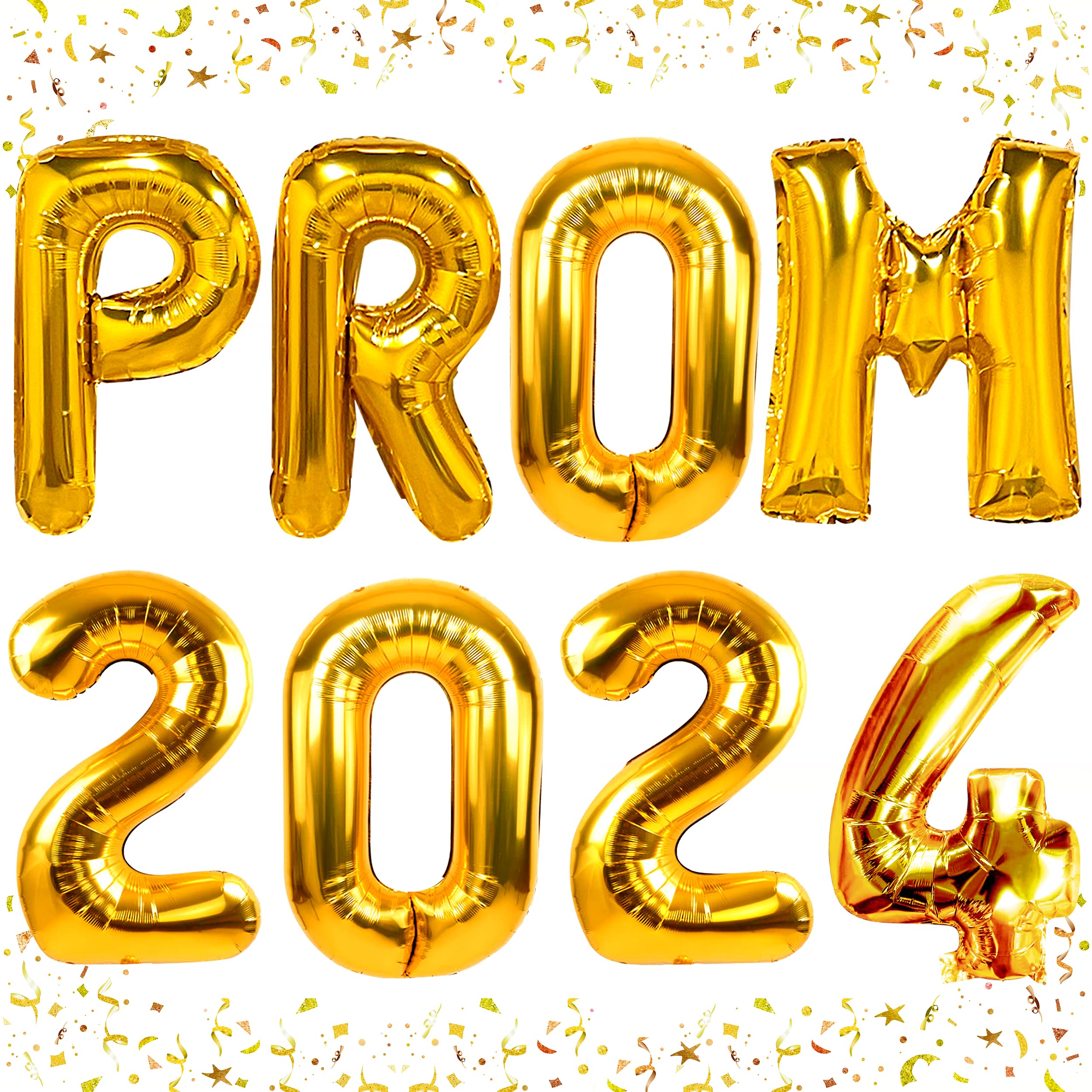 algpty Prom 2024 Balloons Gold 40 Inch Giant - Prom 2024 Decorations Decor for Prom 2024 Party Graduation Decorations Foil Mylar Prom 2024 Balloons Banner Sign for Prom Night Graduation Party