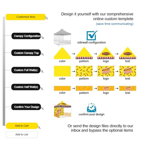 ABLEM8CANOPY Custom Canopy Tent 10x10 with Logo, Personalized Pop Up Canopy Tent with Optional Walls for Business Events, Trade Shows, Farmers Market, Roller Bag Included(Fresh Flower)