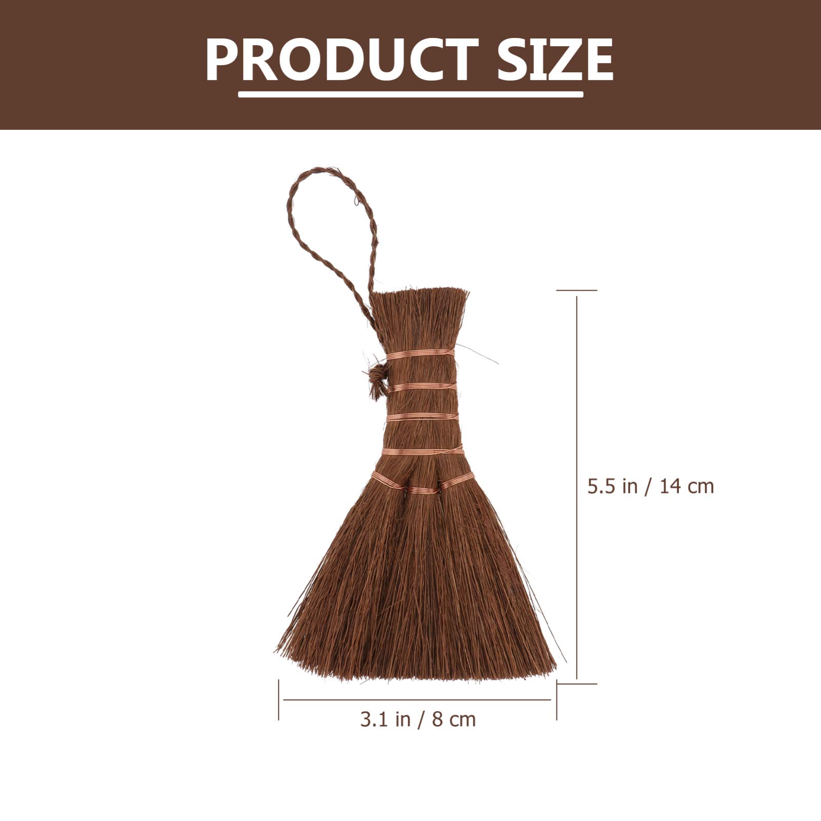 YARDWE Mini Palm Broom Natural Whisk Sweeping Hand Handle Broom Small Tea Ceremony Broom Desk Cleaning Brush for Dining Room Tables Countertop Brown 1