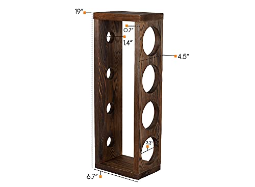 Rustic State Sonoma Wall Mounted Wood Vertical Wine Rack Holder Storage Shelf Organizer for 4 Bottles - Home, Kitchen, Dining Room Bar Décor - Walnut